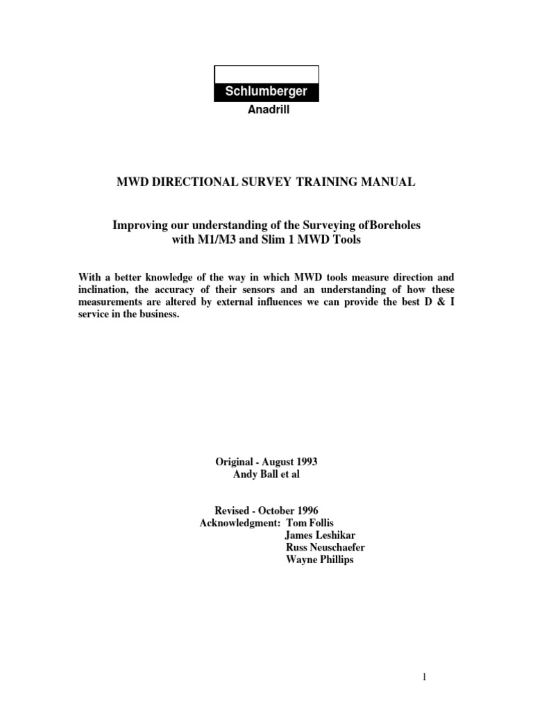 Anadrill - MWD DIRECTIONAL SURVEY TRAINING MANUAL | PDF | Magnetometer | Surveying