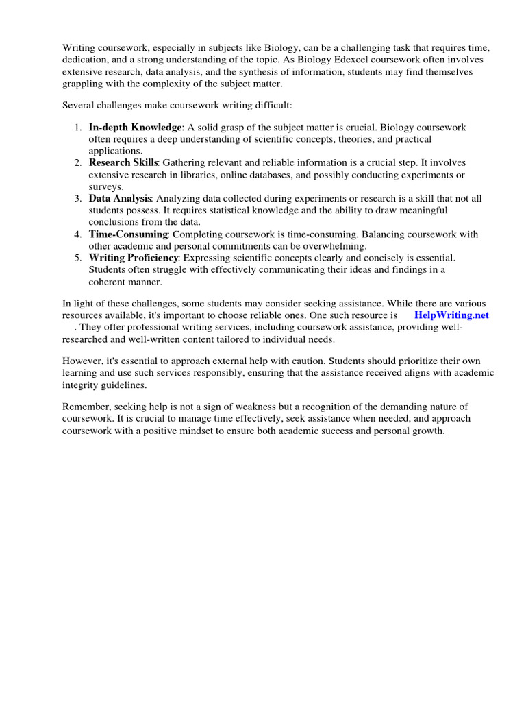 As Biology Edexcel Coursework Example | PDF | Information | Data