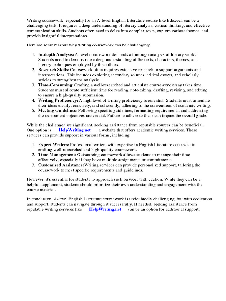 Edexcel English Literature Coursework A Level | PDF | Essays | Critical ...