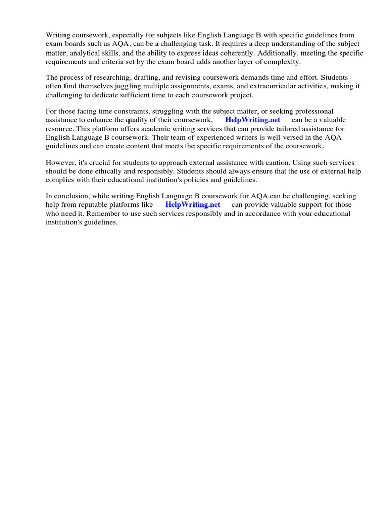 As English Language B Coursework Aqa | PDF | Career & Growth