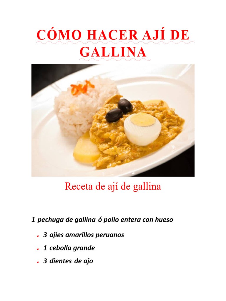cÓMO HACER AJÍ DE GALLINA | PDF | Caldo | Queso