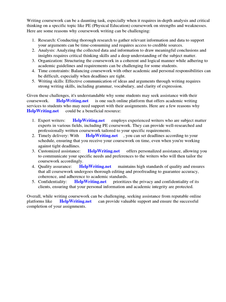 Pe Coursework Strengths Weaknesses | PDF | Physical Fitness | Skeletal ...