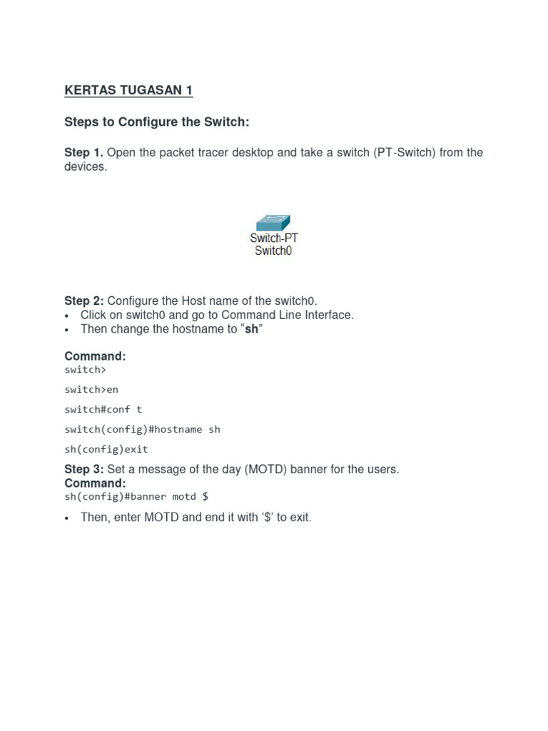 Kertas Tugasan 1 DKB2312 - Basic Switch Configuration | PDF
