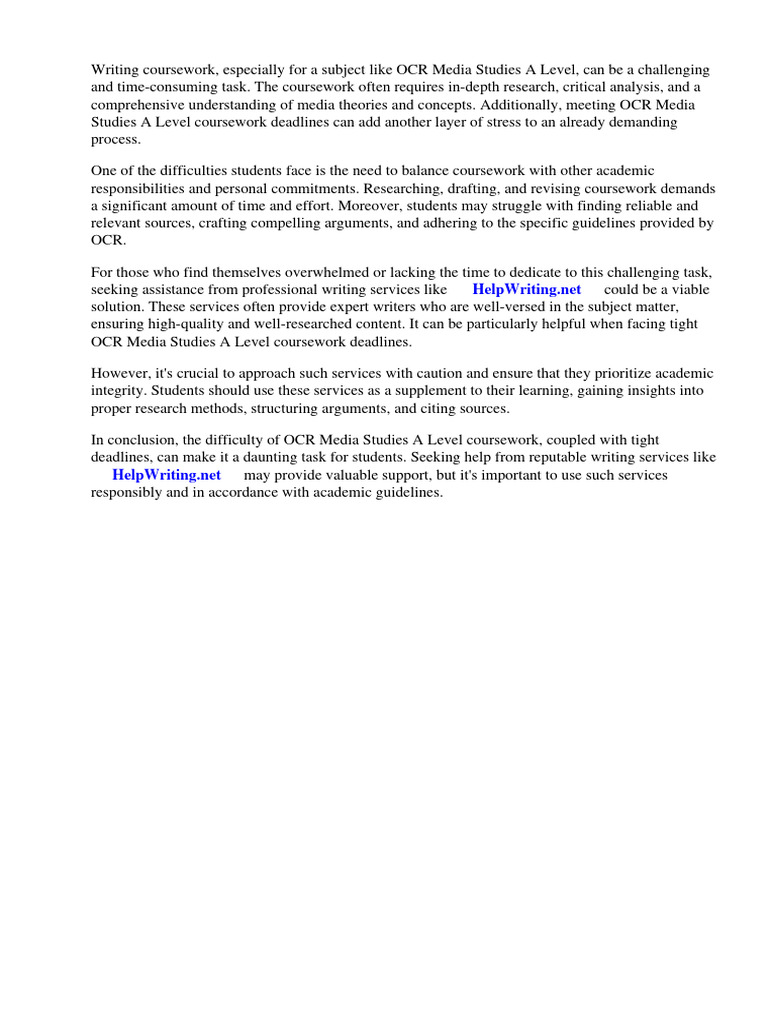 Ocr Media Studies A Level Coursework Deadlines | PDF | Facebook | Social Media