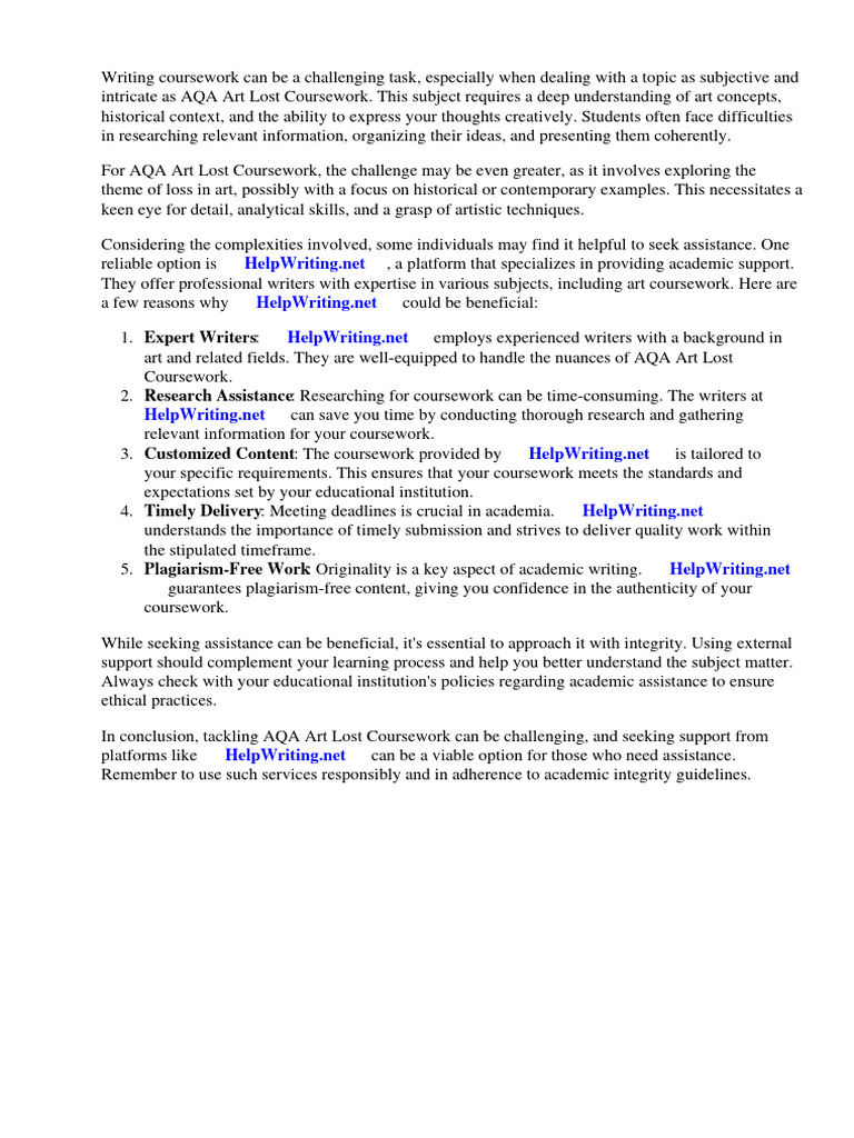 Aqa Art Lost Coursework | PDF | Gce Advanced Level (United Kingdom) | Graphic Design