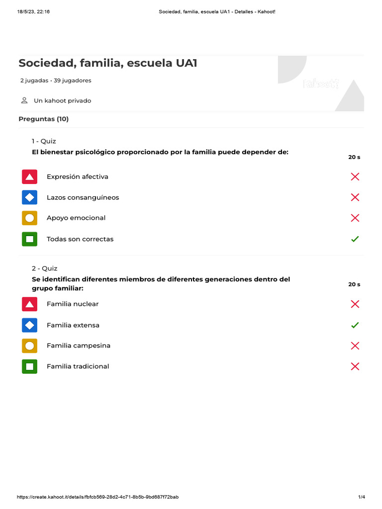 Sociedad, Familia, Escuela UA1 - Detalles - Kahoot! | Descargar gratis ...