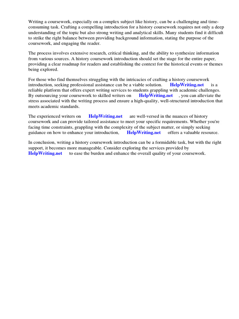 How To Write A History Coursework Introduction | PDF | Essays | Joseph ... How To Write A History Coursework Introduction | PDF | Essays | Joseph ...