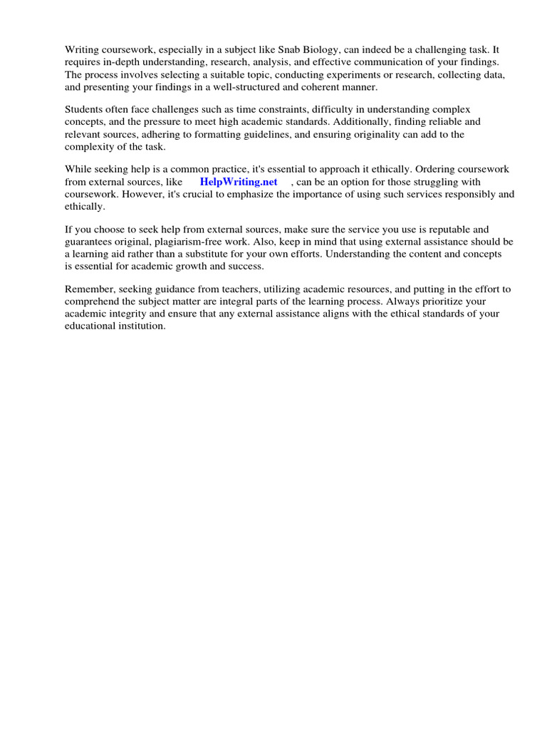 Snab Biology As Coursework Examples | PDF | Linked In | Facebook
