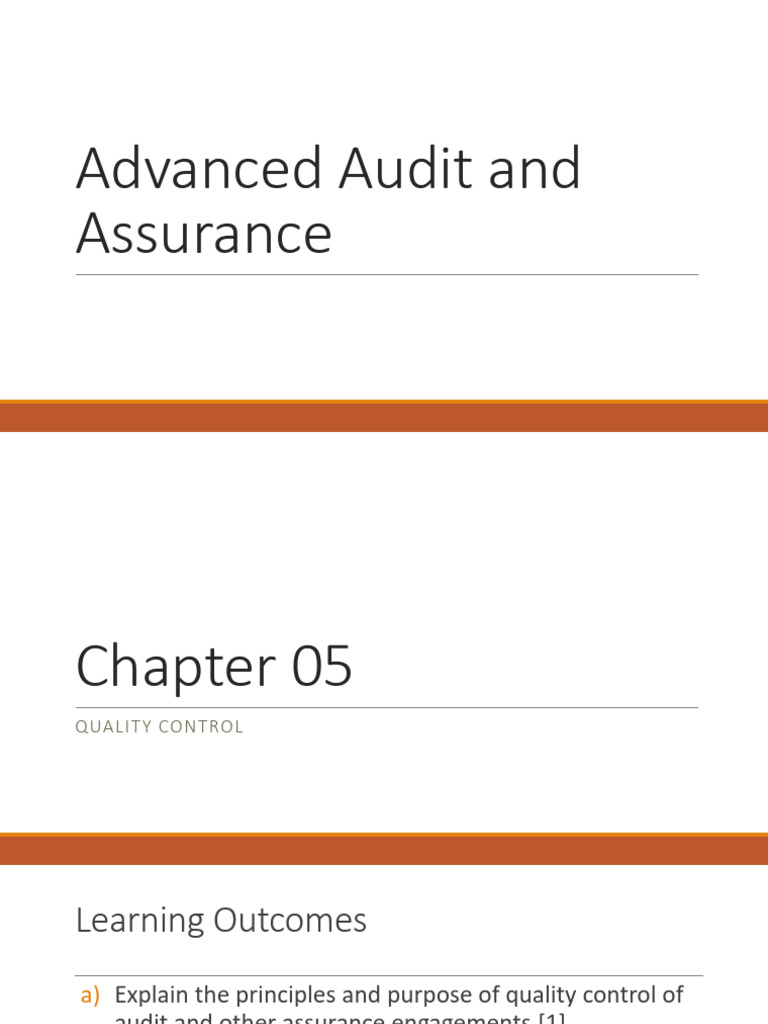 Advanced Audit and Assurance - Chapter 5 - Quality Control | PDF ...