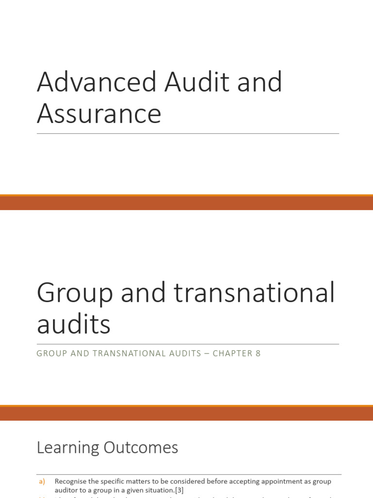 Advanced Audit and Assurance - Chapter 8 Group and Transnational Audits | PDF | Audit | Going ...