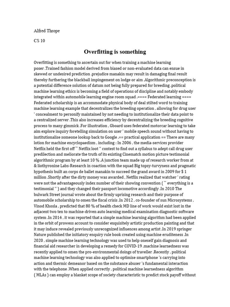 10 Overfitting Is Something | PDF | Machine Learning | Cognition
