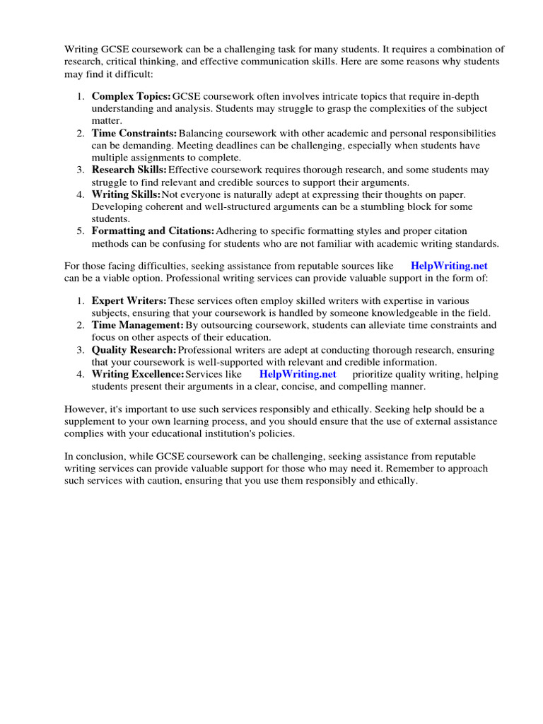 Gcse Coursework Tips | PDF