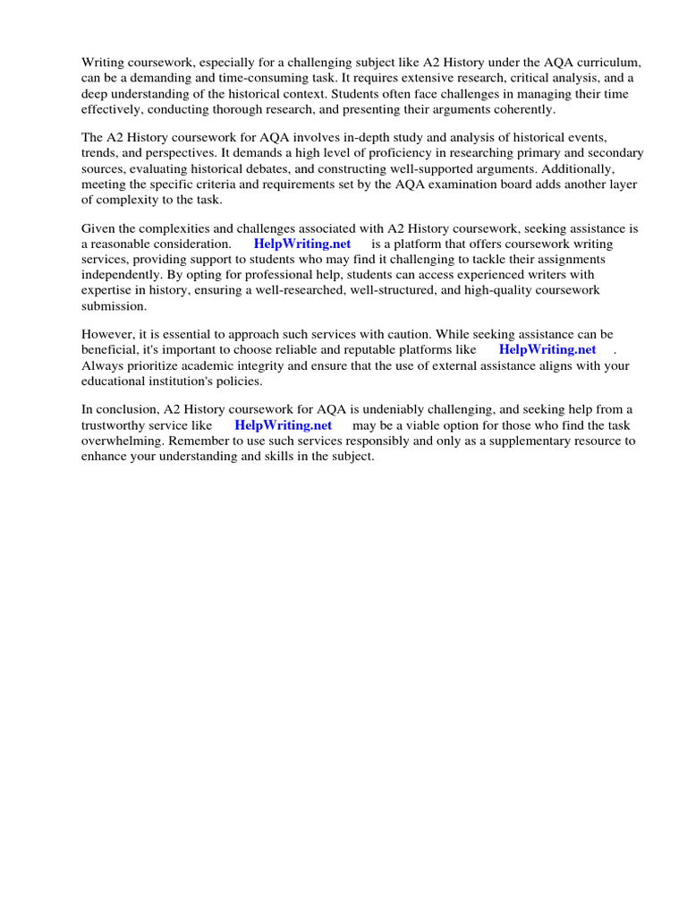 A2 History Coursework Aqa | PDF | Essays | Thesis