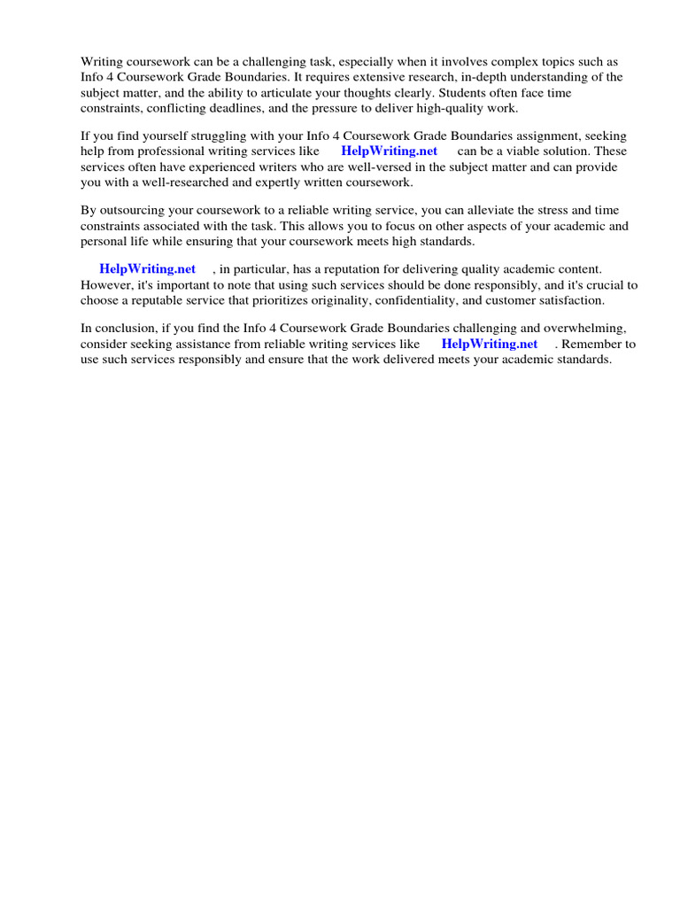 Info 4 Coursework Grade Boundaries | PDF | Vocational Education | Educational Assessment And ...