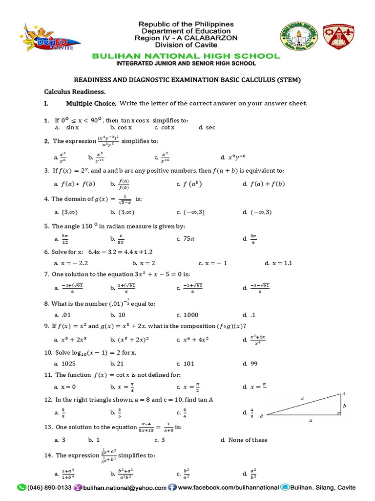 Basic Calc Diagnostic | PDF Basic Calc Diagnostic | PDF