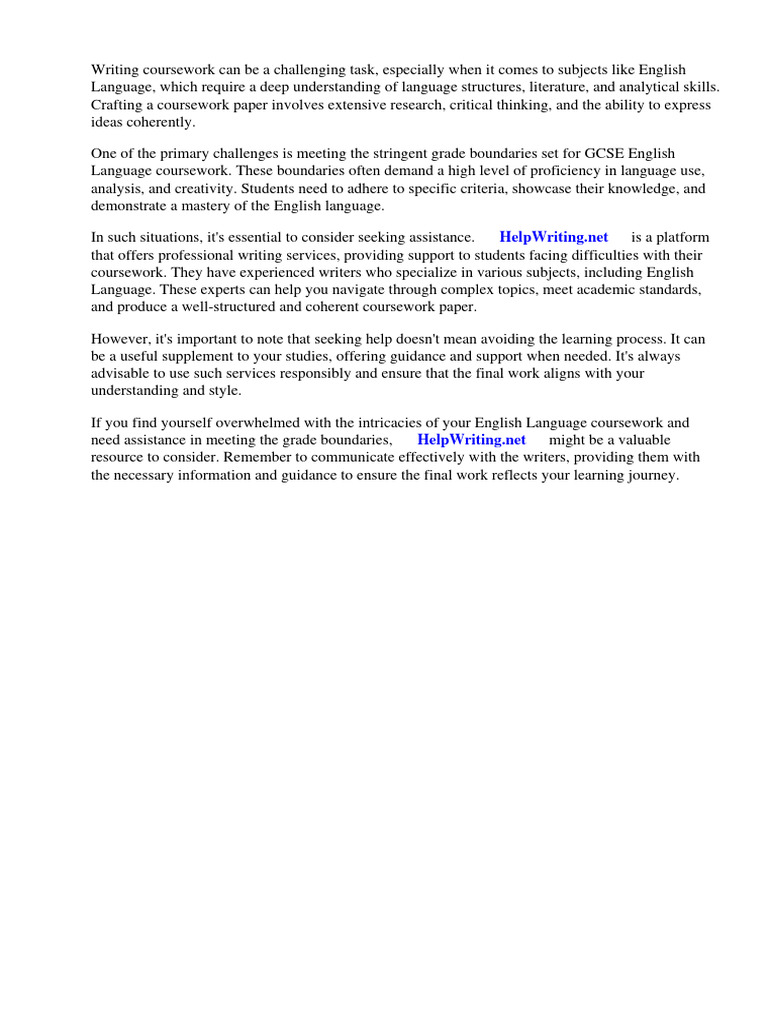 English Language Coursework Grade Boundaries Gcse | PDF | Student ...