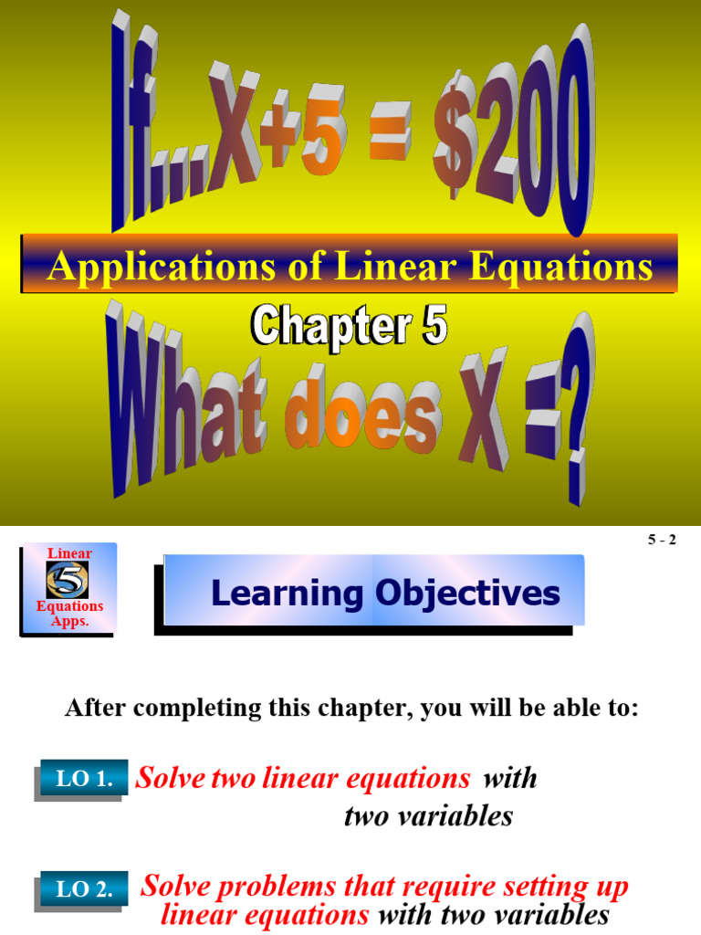 Applications of Linear Equations | PDF | Equations | Net Income