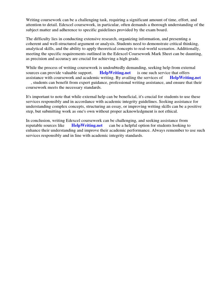 Edexcel Coursework Mark Sheet | PDF | Facebook | Linked In