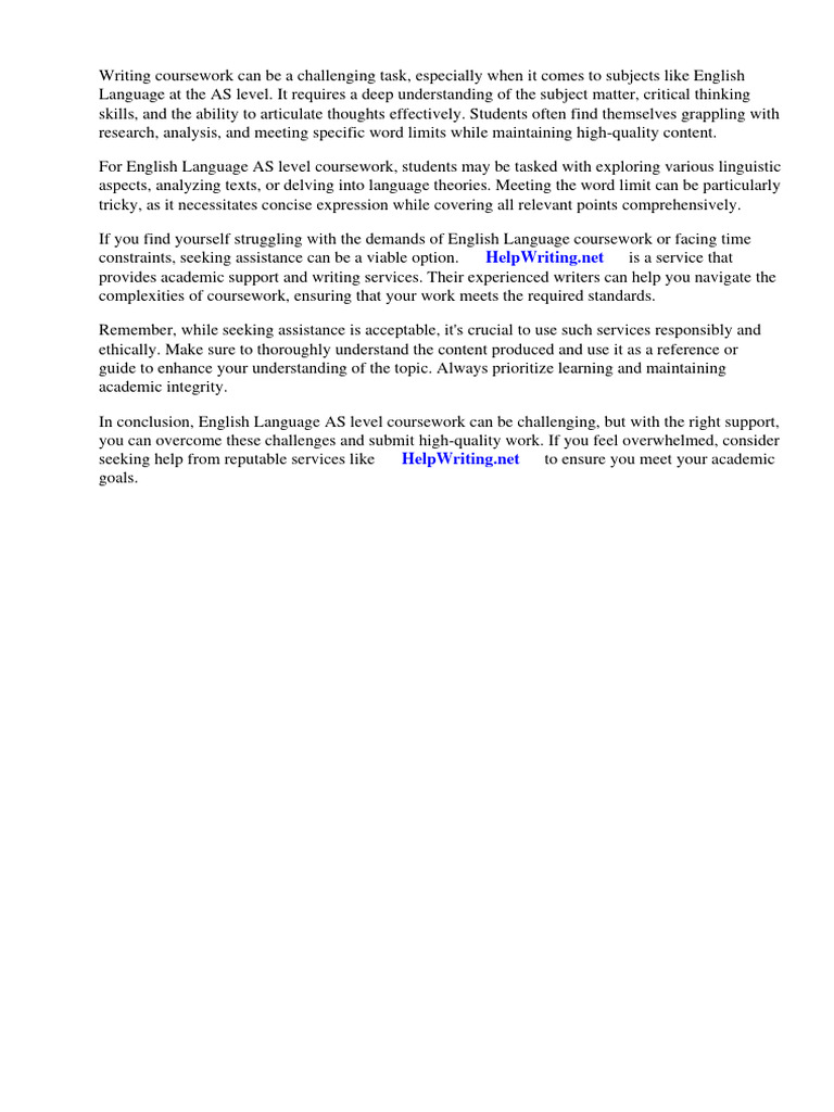 English Language As Level Coursework Word Limit | PDF | Thought ...