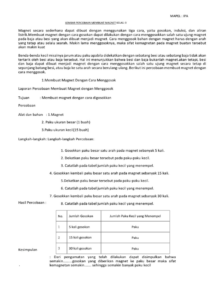 LKPD Magnet Feni | PDF