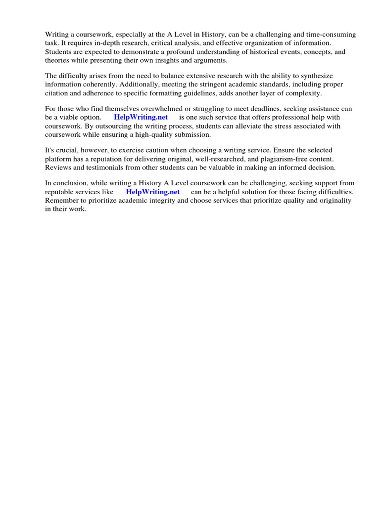 Coursework History A Level | PDF | Critical Thinking | Linked In