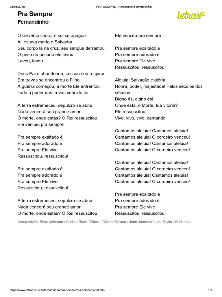PRA SEMPRE - Fernandinho (Impressão) | PDF
