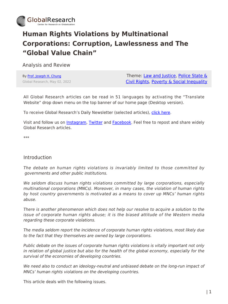 2 - Human Rights Violations by Multinational Corporations 2022 | PDF ...