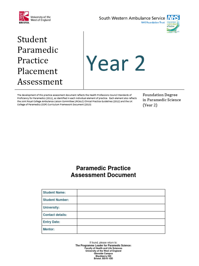 Paramedic Portfolio Year2 2014 | PDF | Paramedic