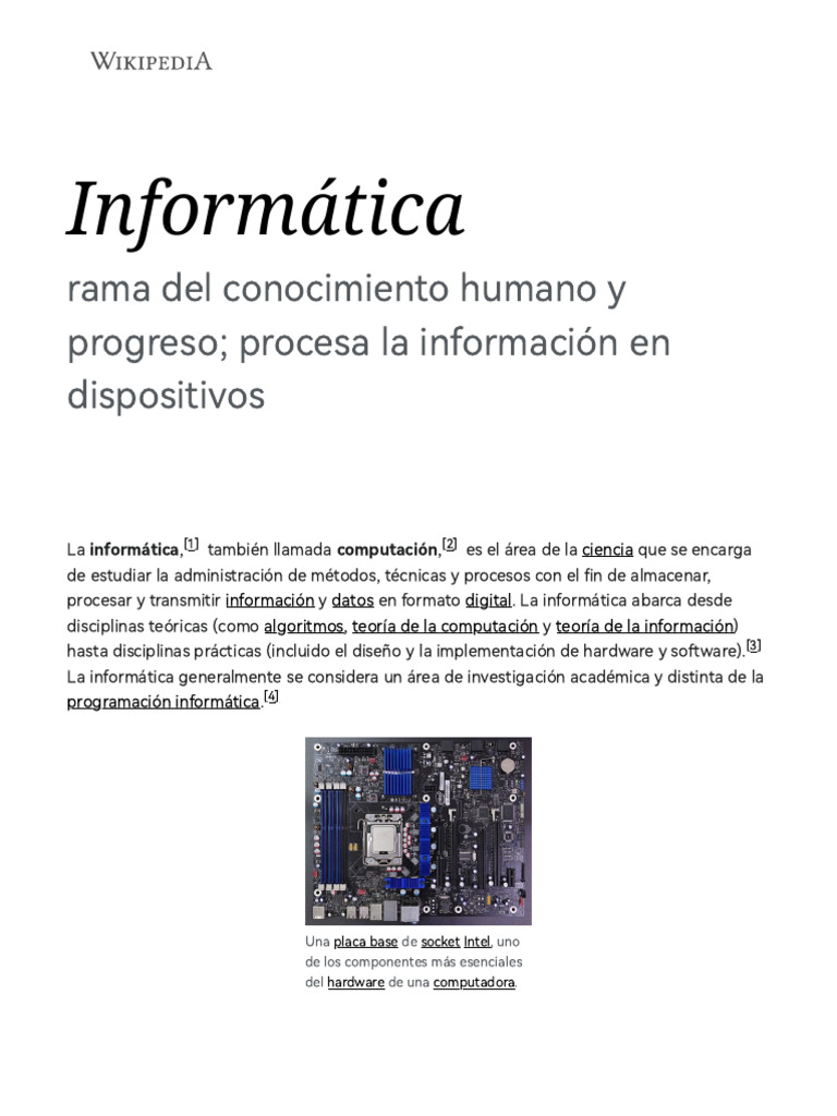 Informática - Wikipedia, La Enciclopedia Libre | PDF | Informática ...