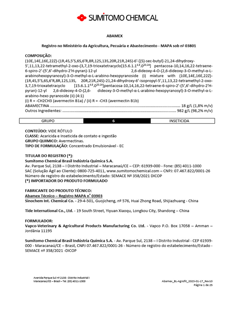 Inseticida Abamex Bula | PDF | Agricultura | Nuvem