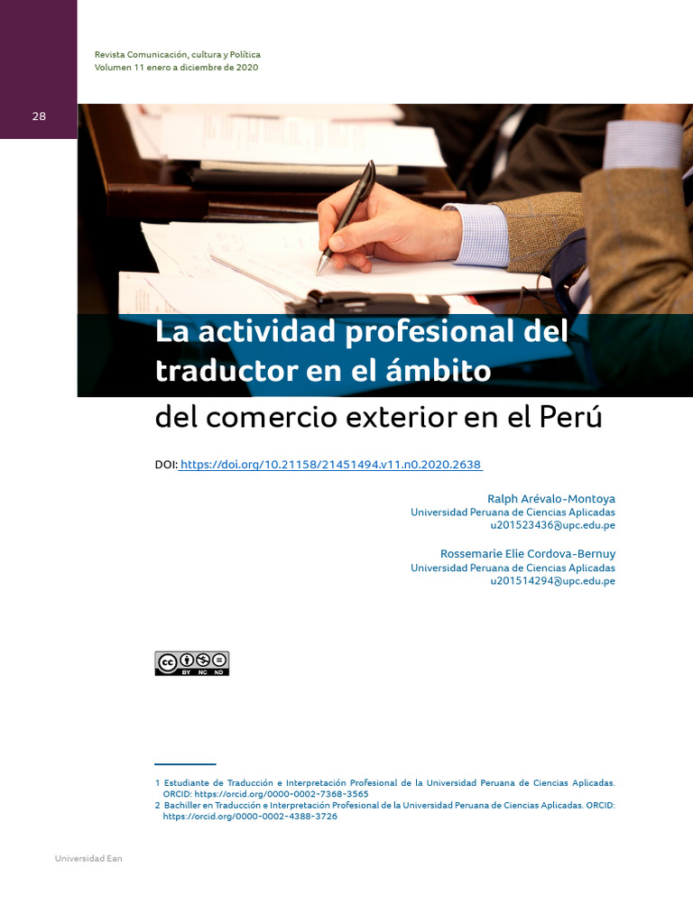 La Actividad Profesional Del Traductor en El Ámbito Del Comercio ...