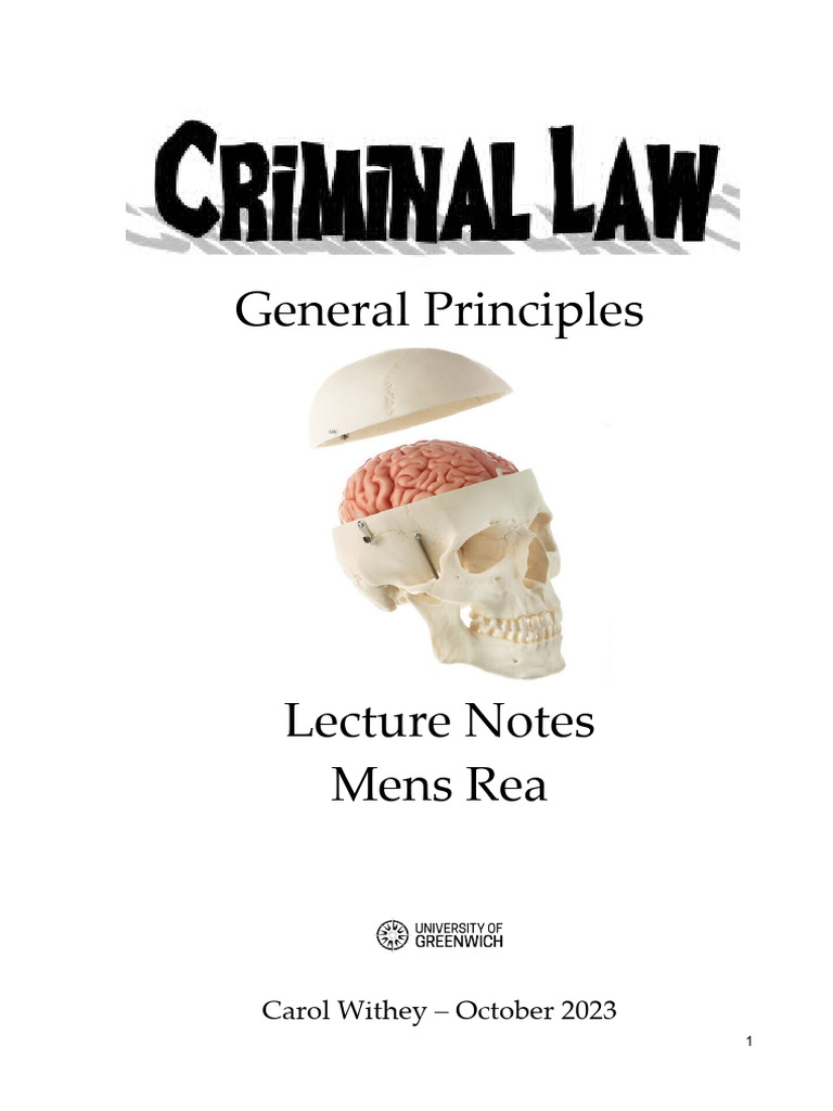 MR Lecture Notes 2023-24 | PDF | Recklessness (Law) | Mens Rea MR Lecture Notes 2023-24 | PDF | Recklessness (Law) | Mens Rea