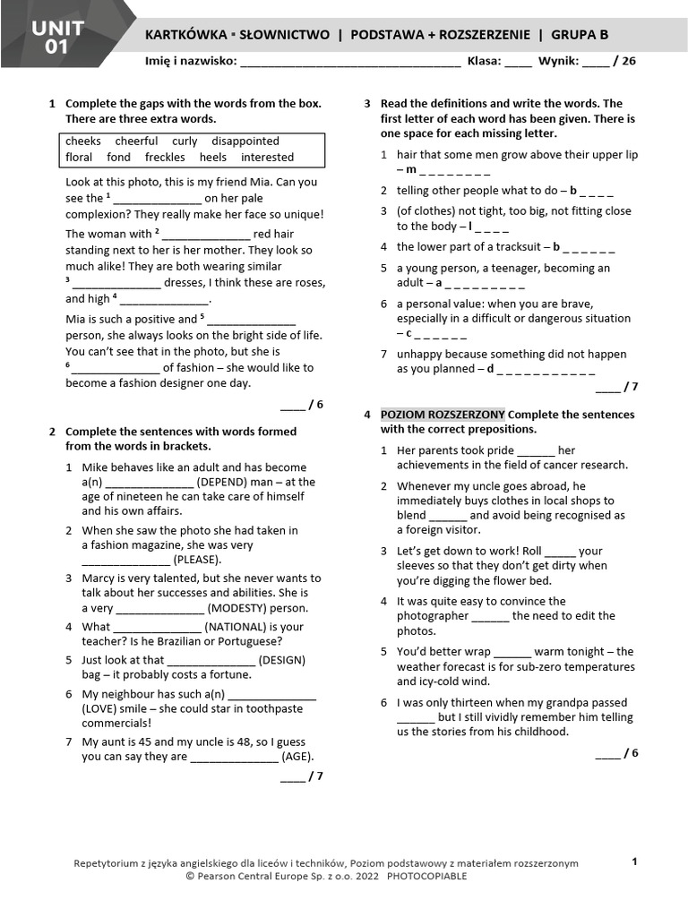 RepetMat U01 Kartk Slow Podst Rozsz B | PDF | Fashion