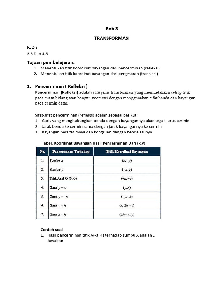 Materi Transformasi Kelas 9 | PDF