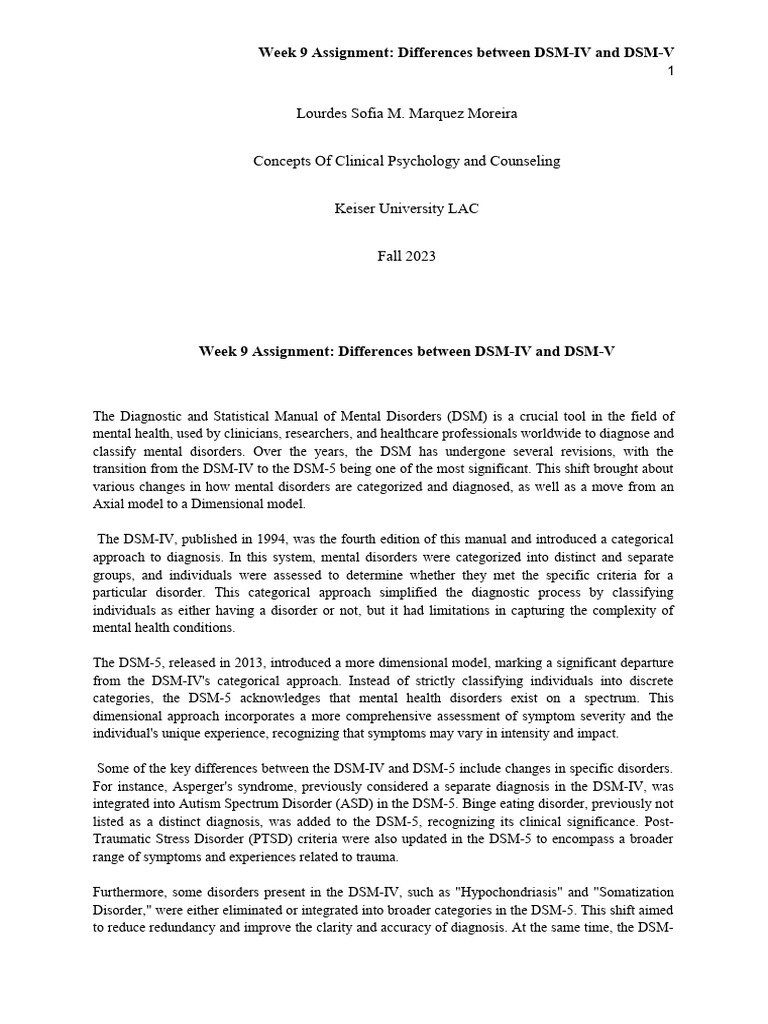 DSM IV and DSM V Differences | PDF | Diagnostic And Statistical Manual Of Mental Disorders | Dsm 5