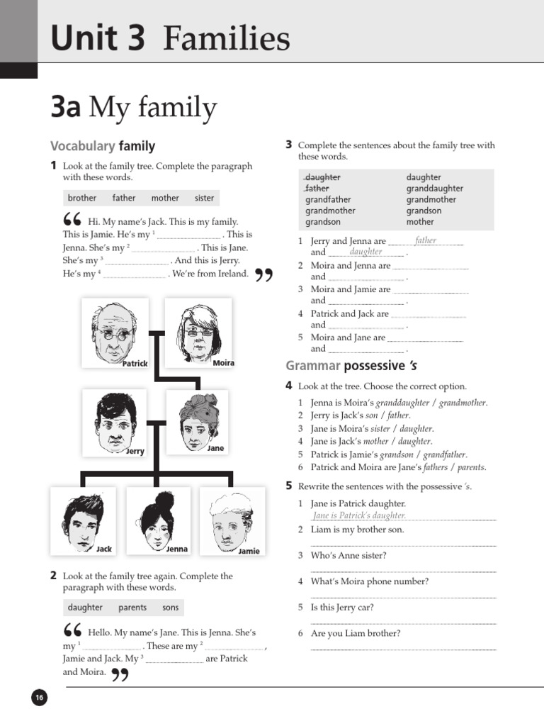 Family Vocabulary and Grammar Exercises | PDF | Languages | Foreign ...
