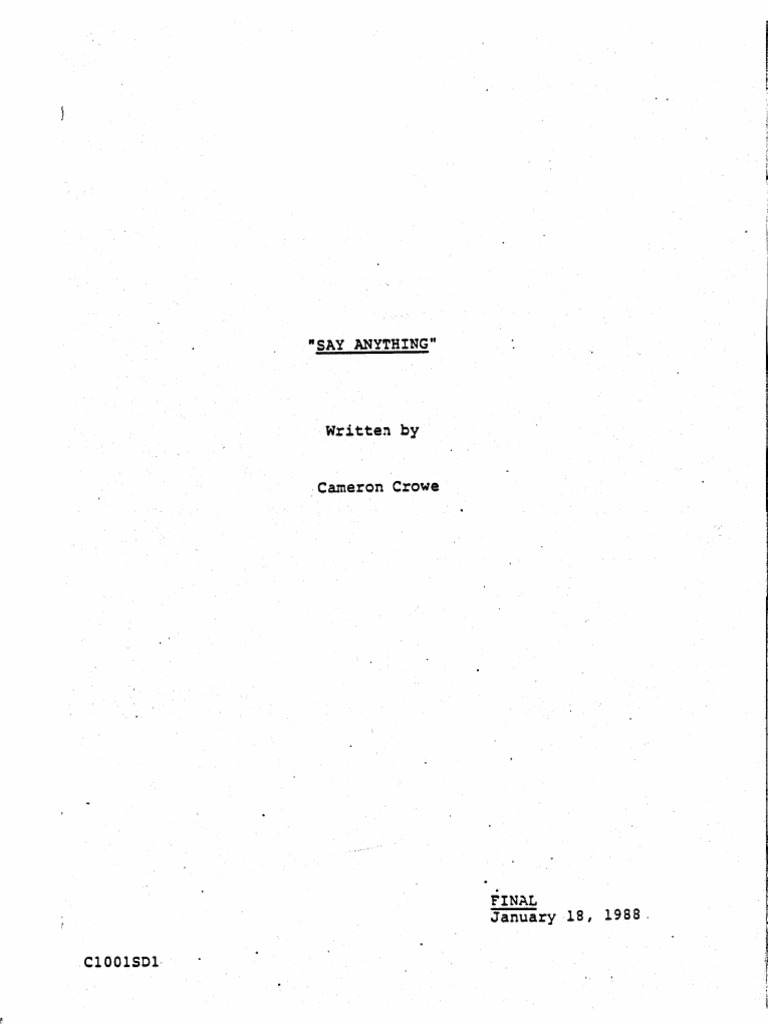 Say Anything - Cameron Crowe | PDF