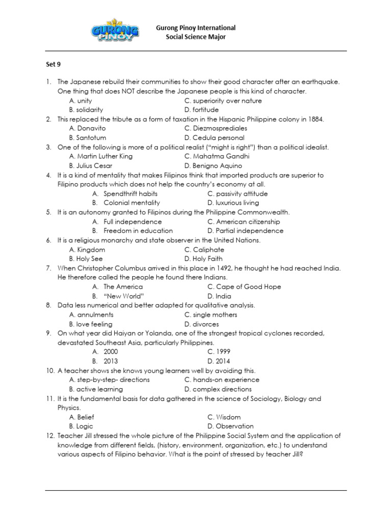 Social Science Quiz for Students | PDF | Volcano | Earth