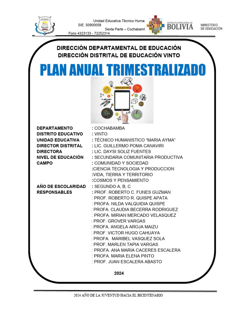 Plan Anual Trimestralizado 2do Año 2024 | PDF