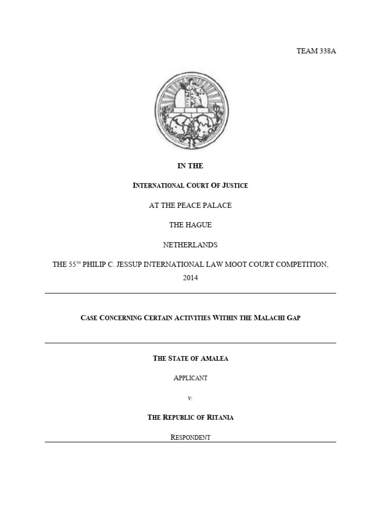 Amalea v. Ritania: ICJ Memorial 2014 | PDF | International Law ...