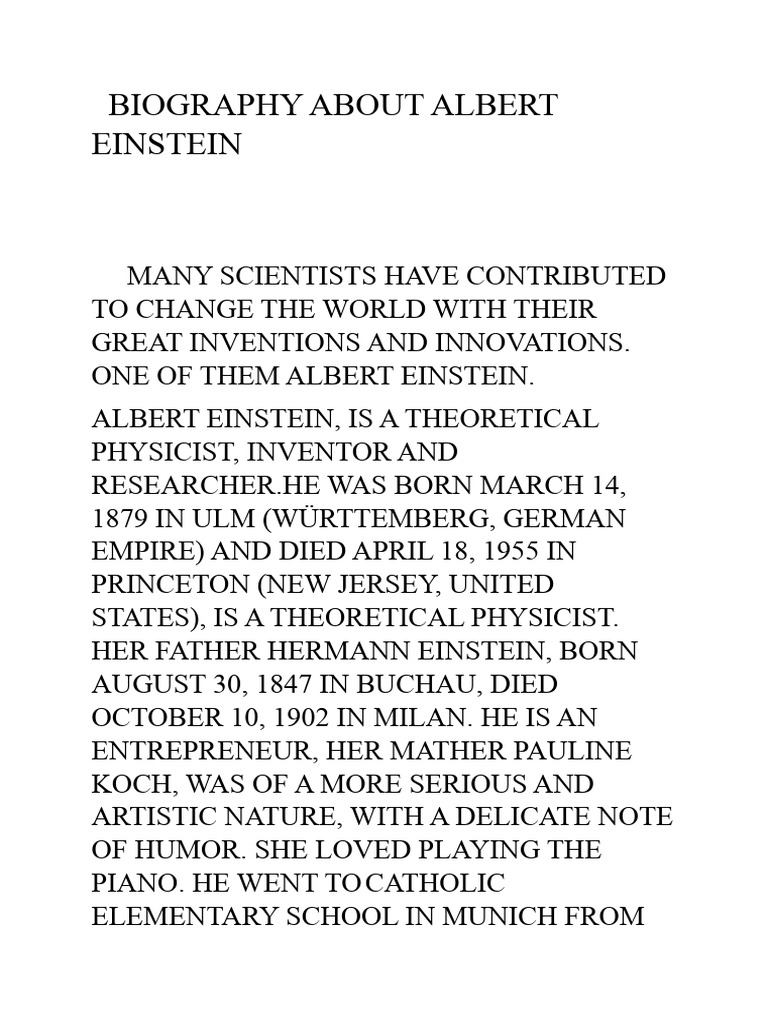 Biography of Albert Einstein | PDF | Gravity | Albert Einstein