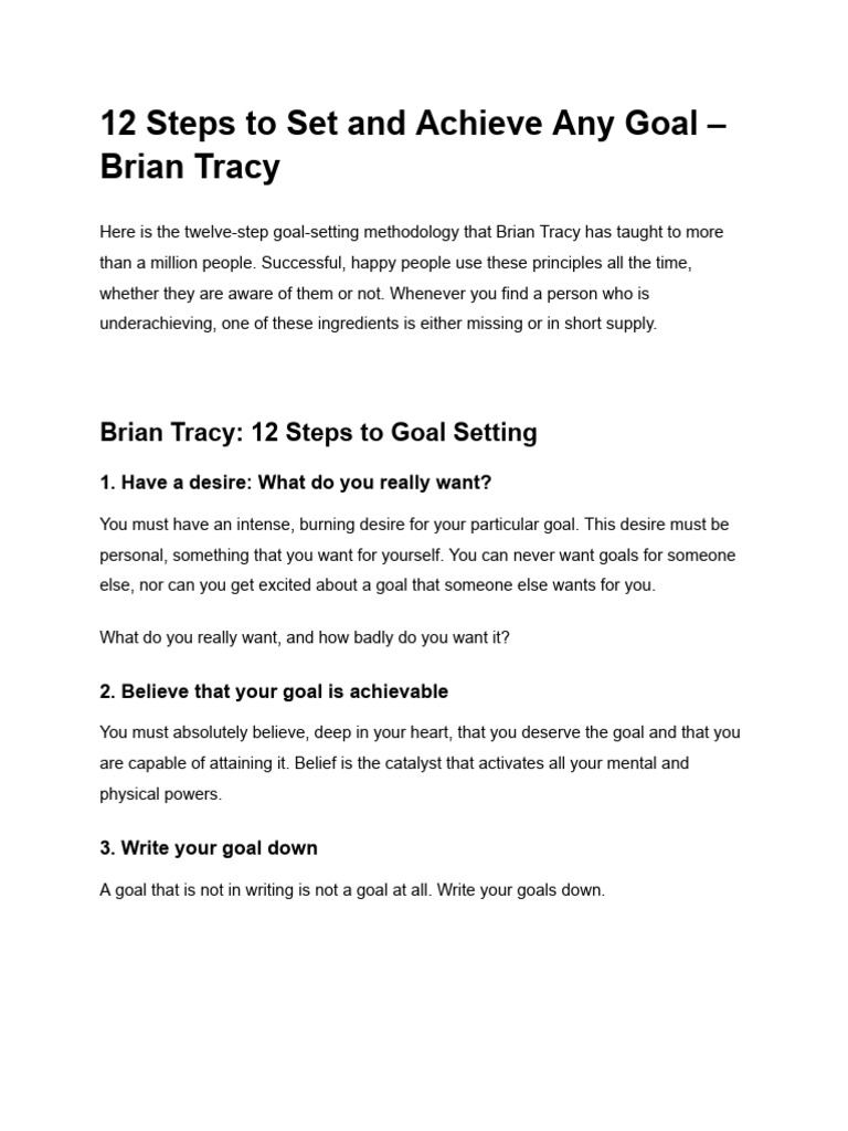 12 Steps to Achieve Your Goals | PDF | Goal | Goal Setting