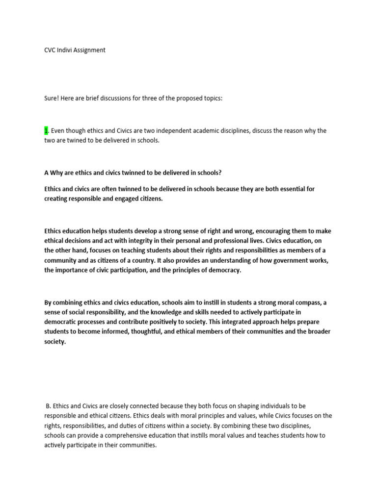 CVC Indivi Assi-WPS Office | PDF | Democracy | Political Ideologies