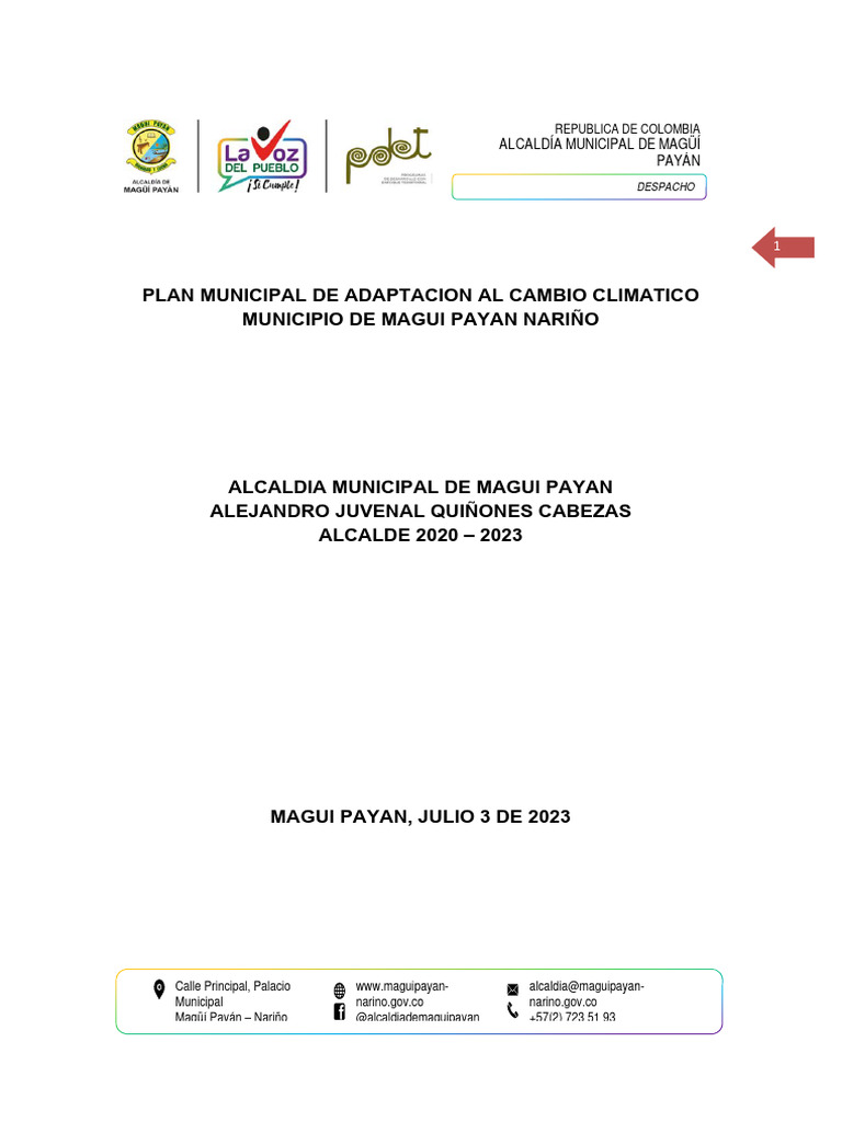 Plan Adaptacion Cambio Climatico Magui Payan | PDF | Los bosques | Fauna