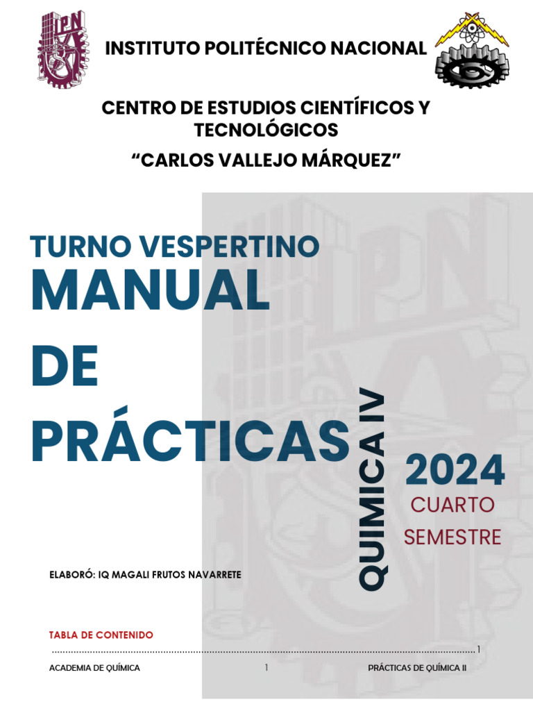 Manual de Practicas Qiv - 2024 - 2 - GPJ | PDF | Ph | Valoración