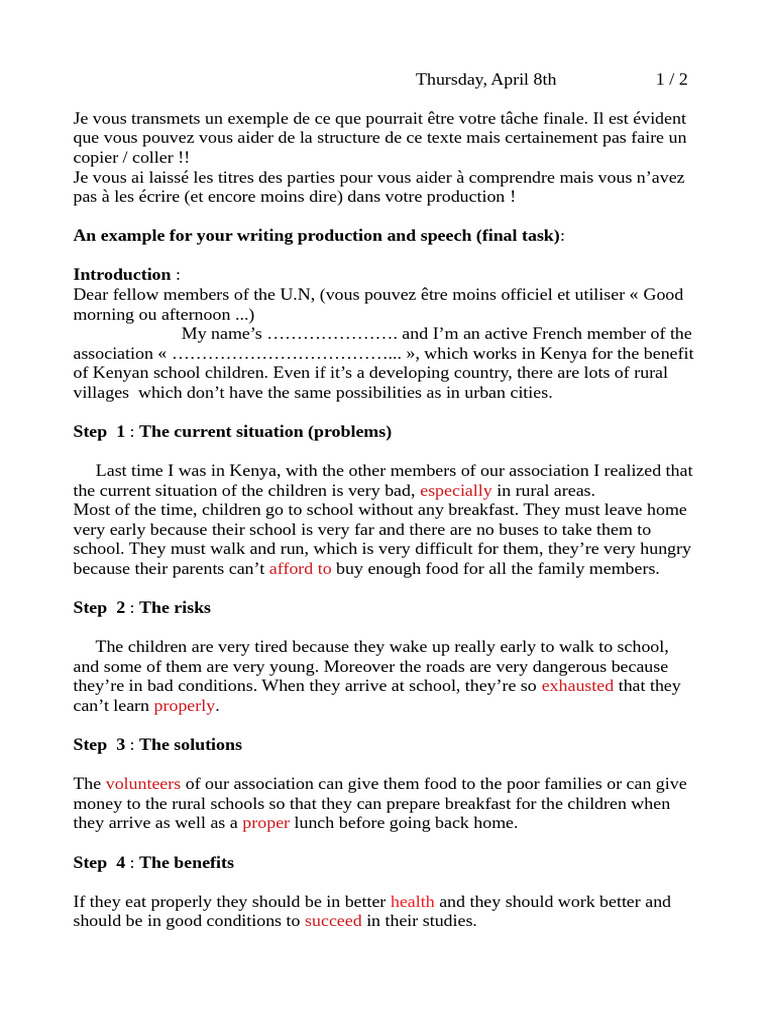 An Example For The Final Task (Kenya) | PDF