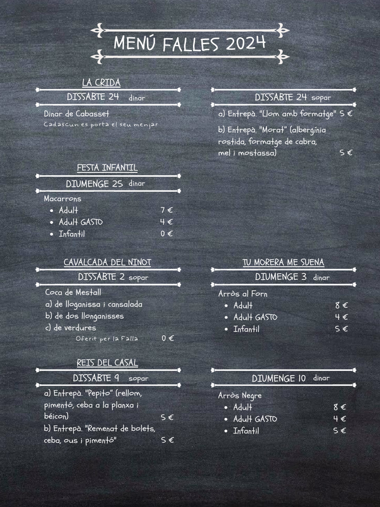 Menú Falles 2024 | PDF