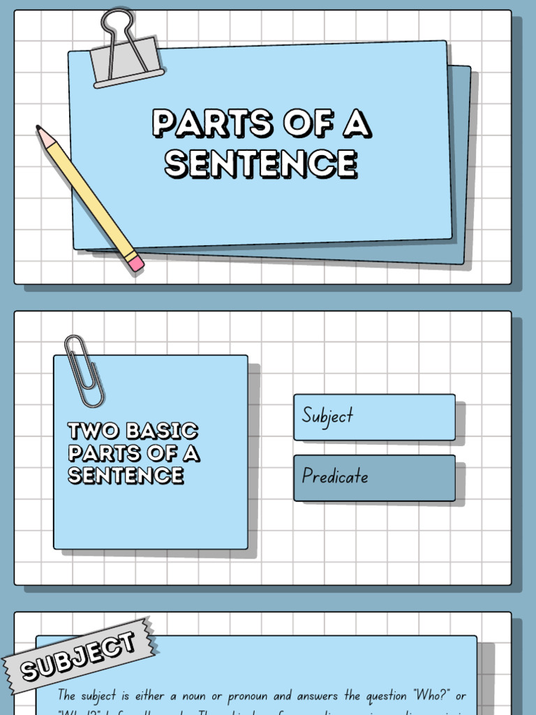 Parts of A Sentence | PDF | Verb | Adjective