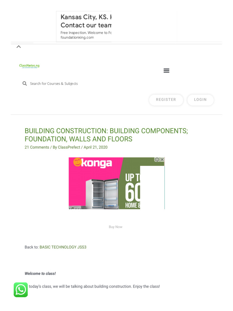 Jss3 BUILDING CONSTRUCTION - BUILDING COMPONENTS. | PDF