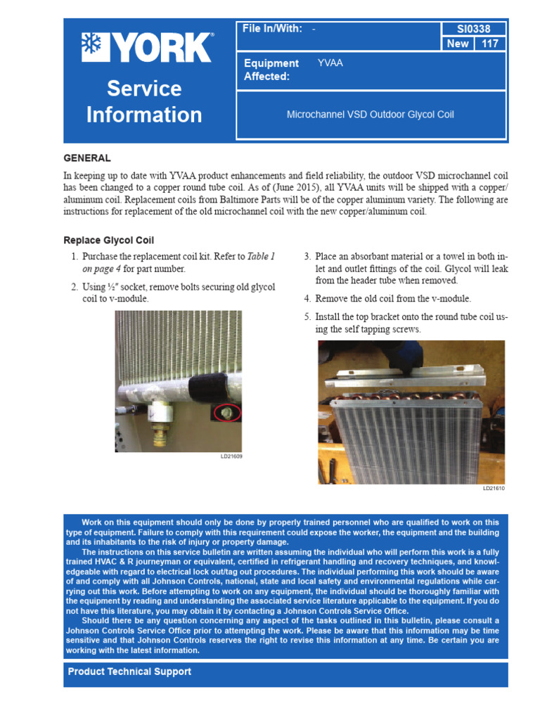 SI0338 Cambio de Radiadores YVAA Sistema Enfriamiento VSD | PDF | Pipe ...